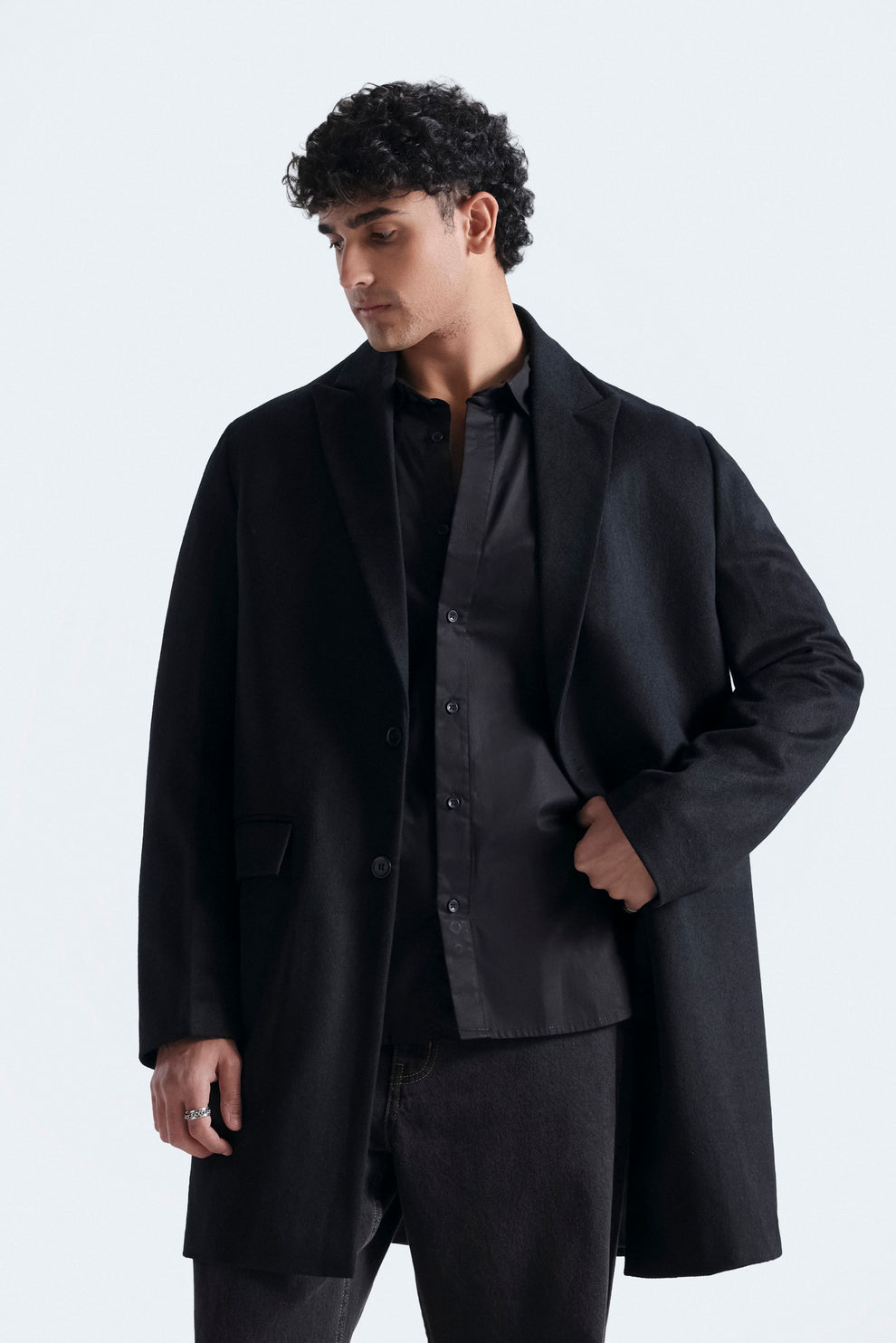 Felt Textured Long Coat – Outfitters
