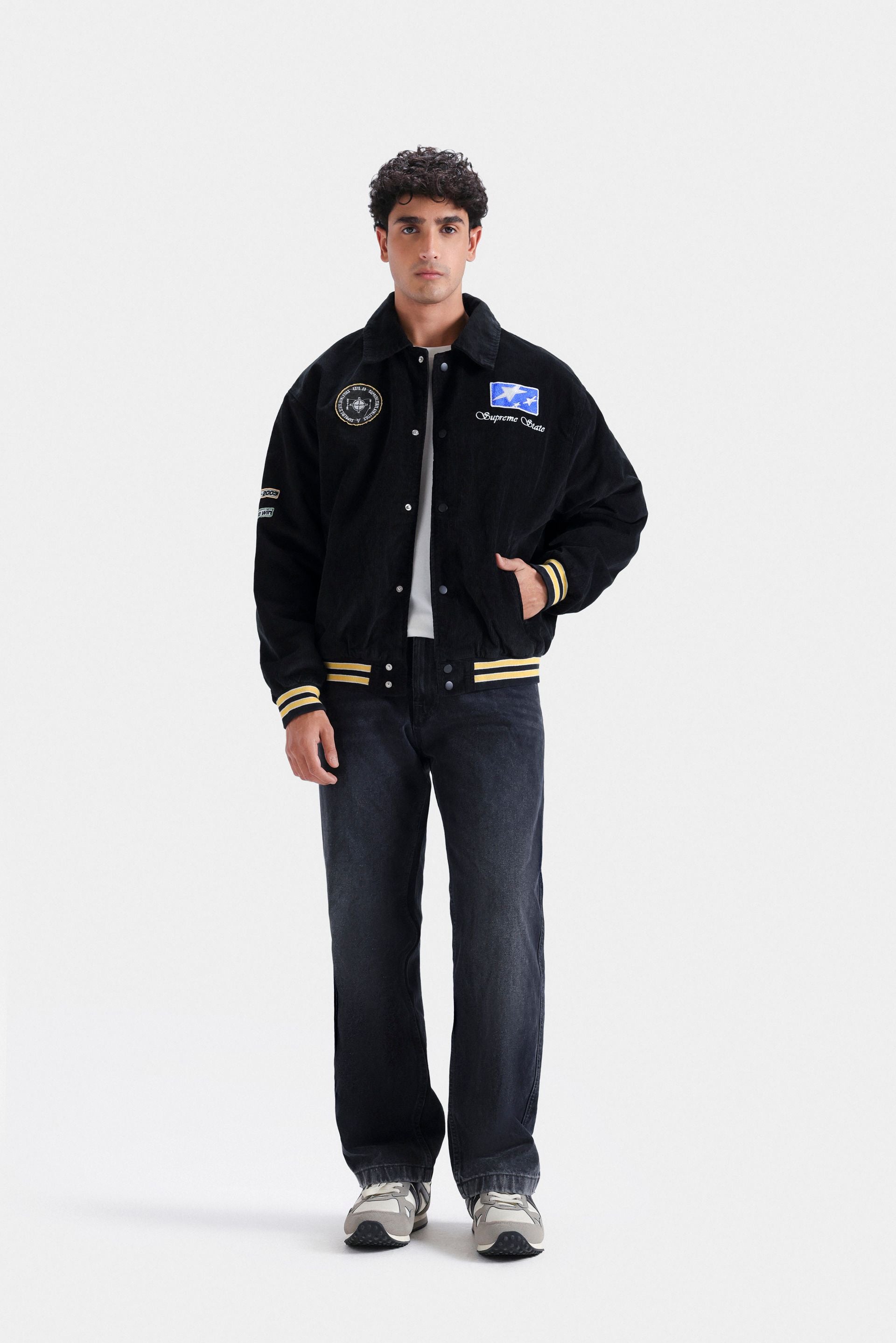 Embroidered Slogan Corduroy Jacket – Outfitters